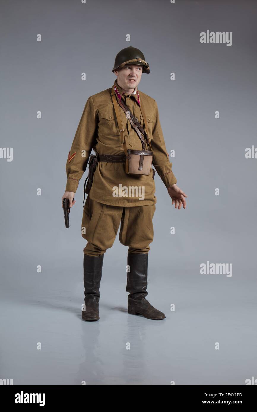 male actor in the form of an officer of the Red Army major during the ...