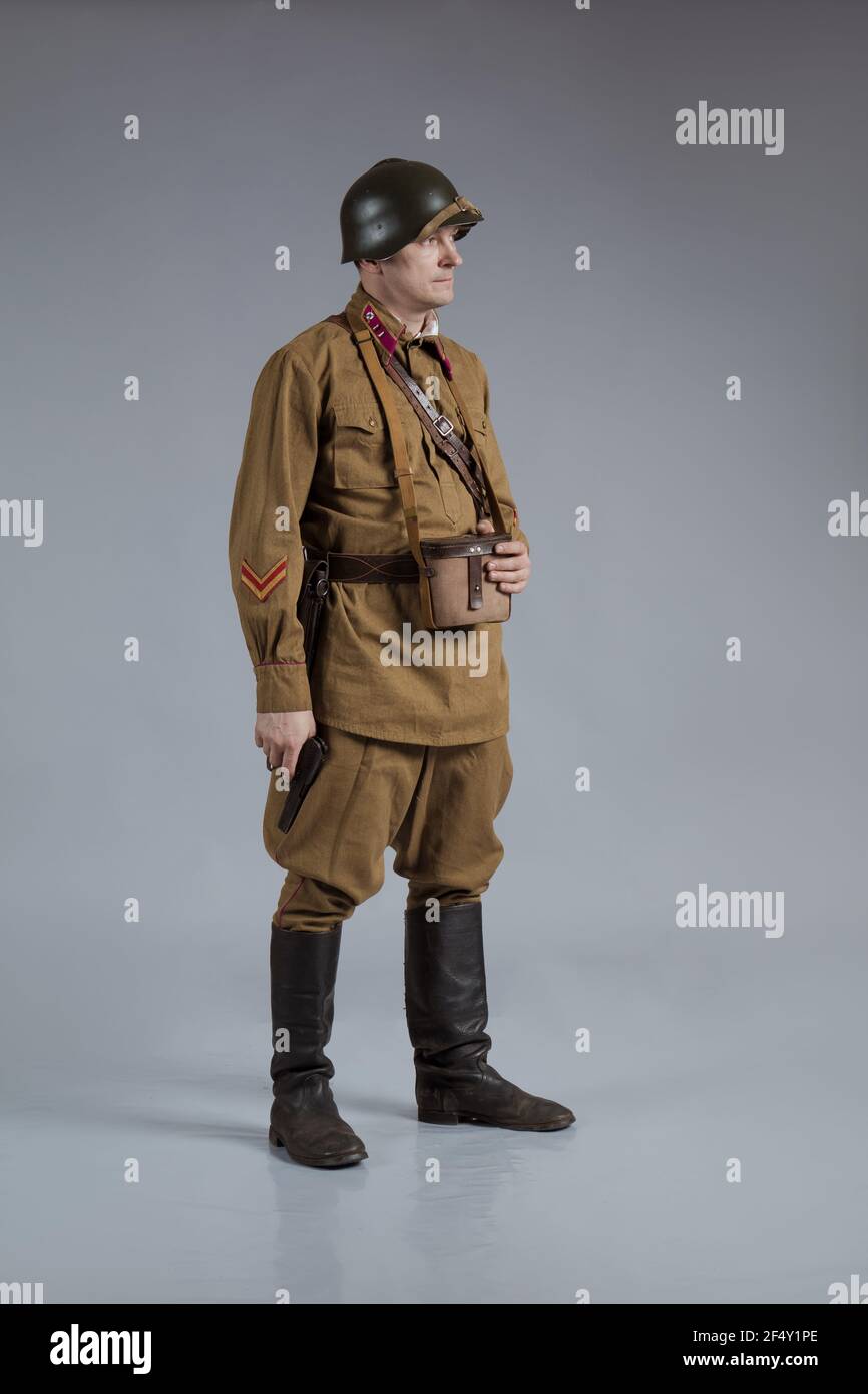 male actor in the form of an officer of the Red Army major during the ...