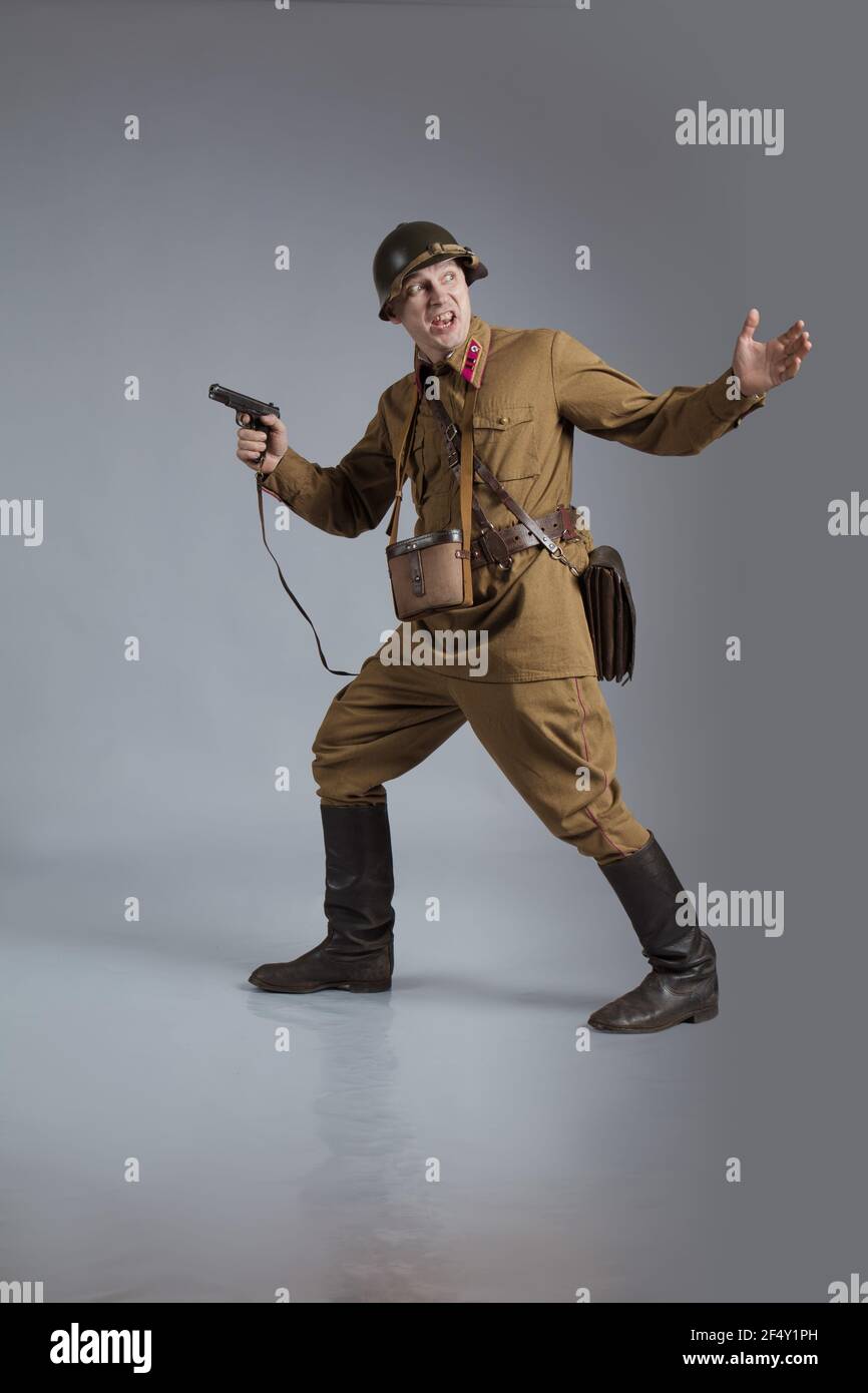male actor in the form of an officer of the Red Army major during the ...