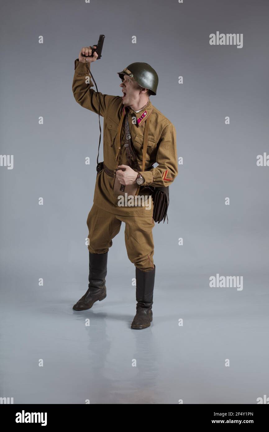 male actor in the form of an officer of the Red Army major during the ...