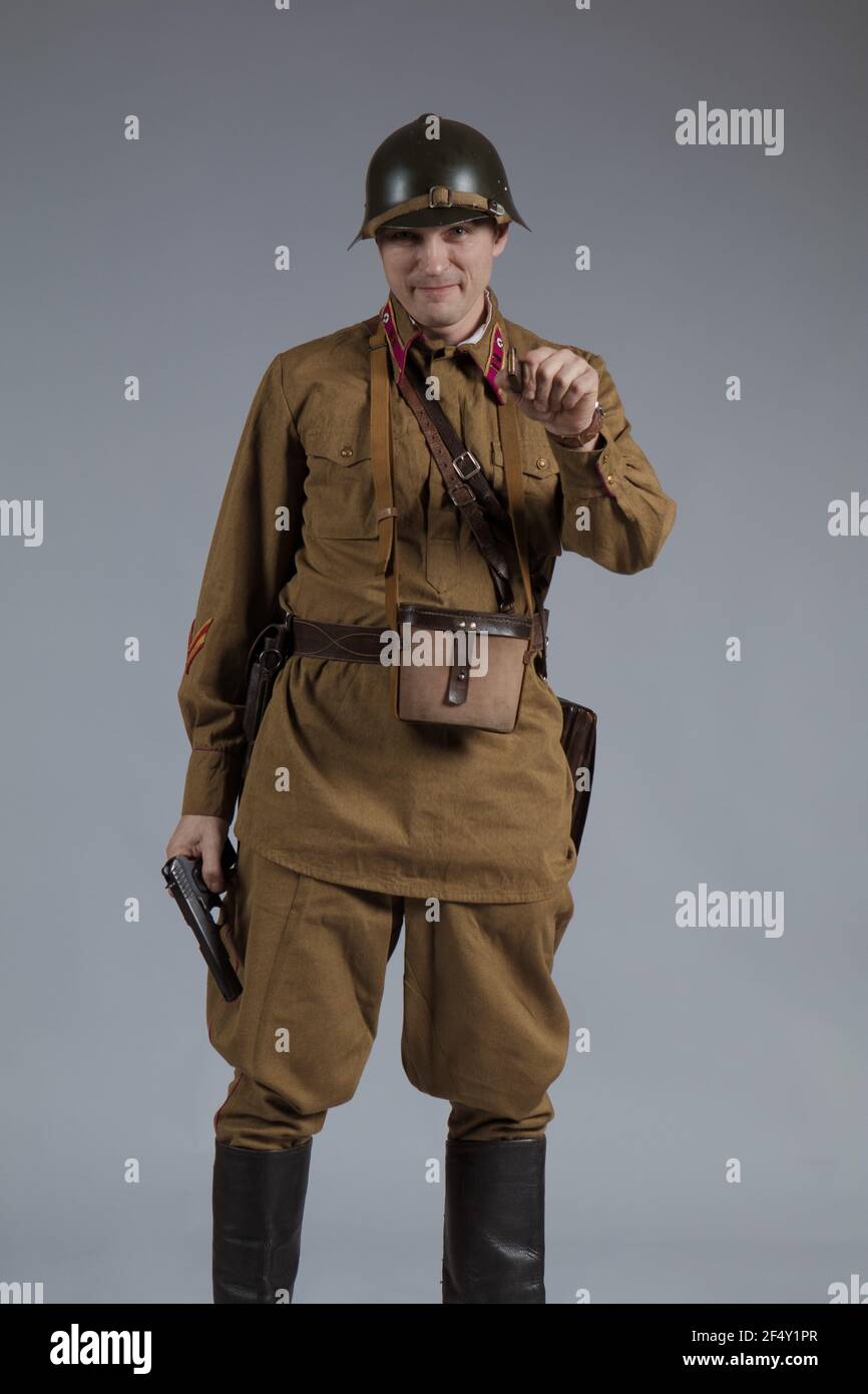 male actor in the form of an officer of the Red Army major during the ...