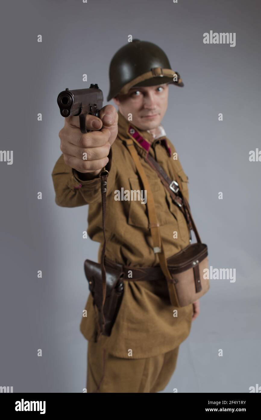 male actor in the form of an officer of the Red Army major during the ...