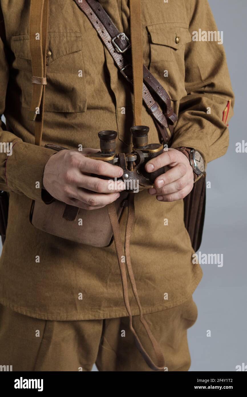 male actor in the form of an officer of the Red Army major during the ...