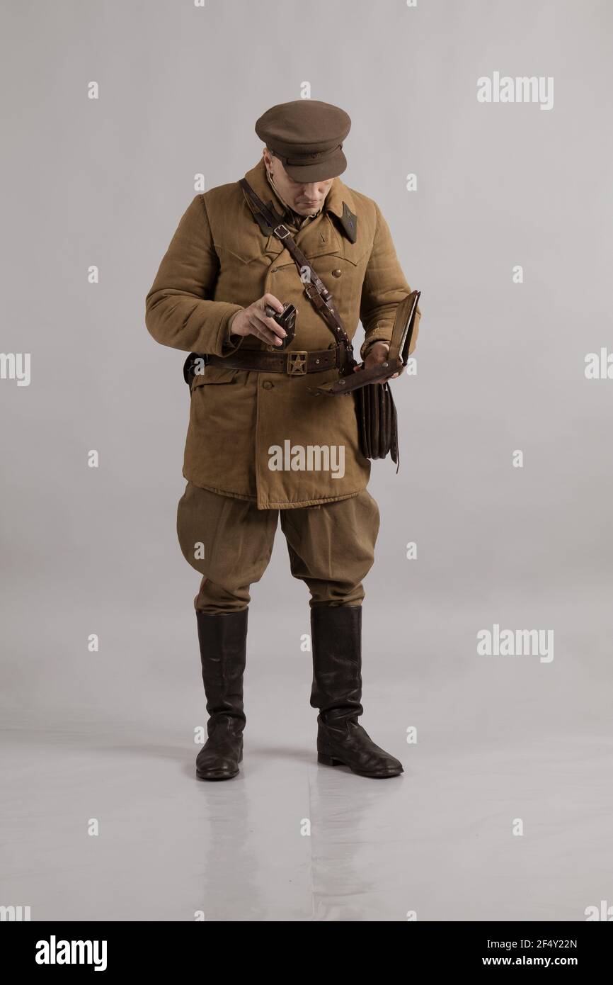 male actor in the form of an officer of the Red Army major during the ...