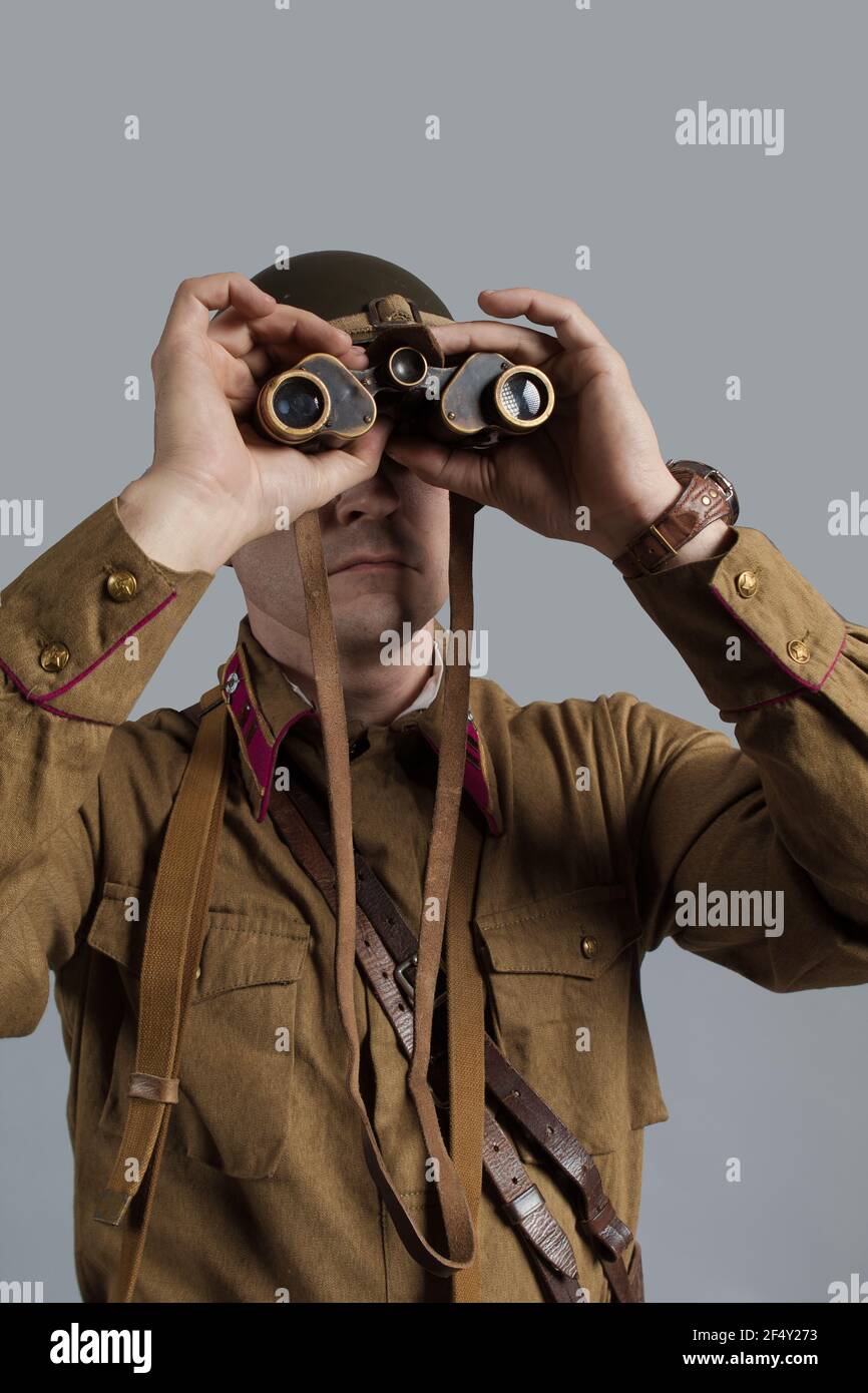 male actor in the form of an officer of the Red Army major during the ...
