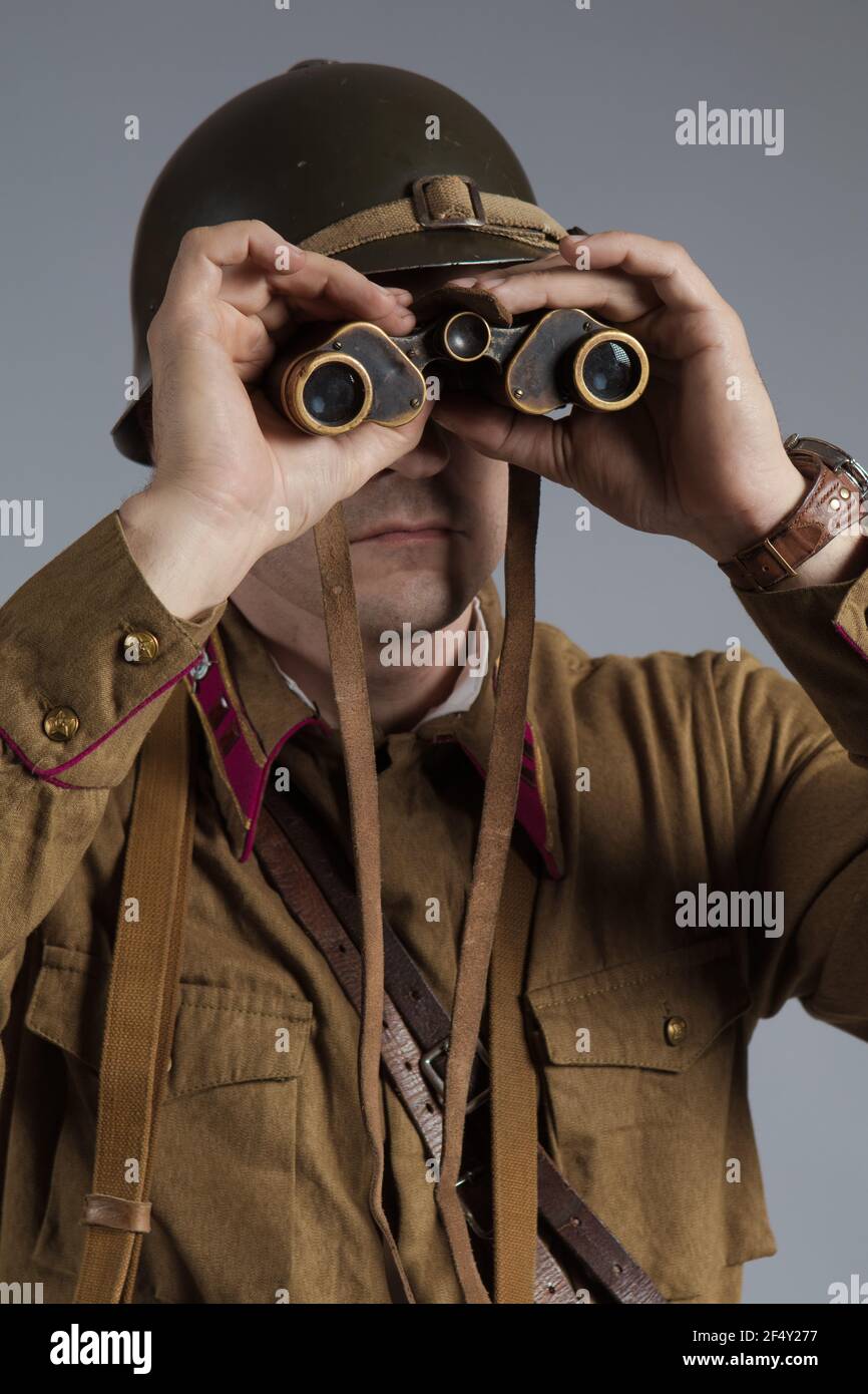 male actor in the form of an officer of the Red Army major during the ...