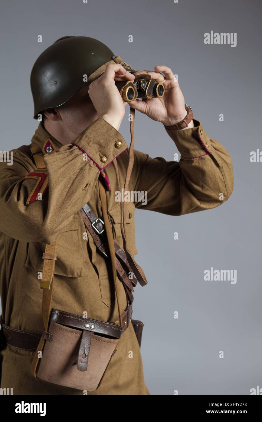 male actor in the form of an officer of the Red Army major during the ...