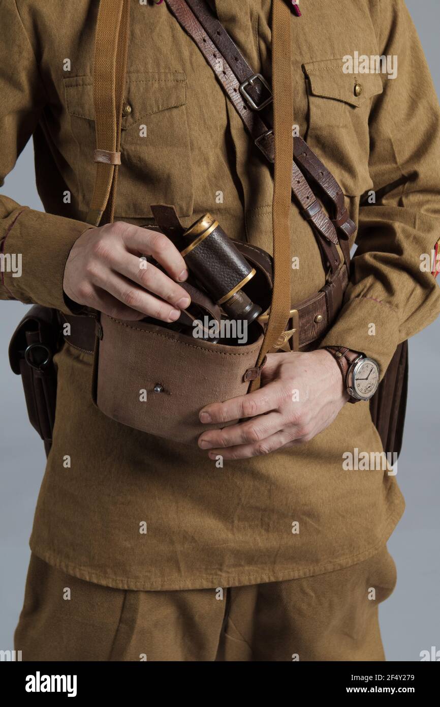 male actor in the form of an officer of the Red Army major during the ...