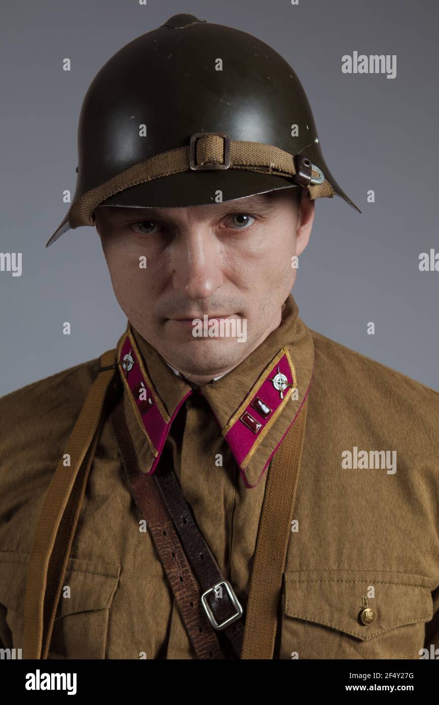 male actor in the form of an officer of the Red Army major during the ...