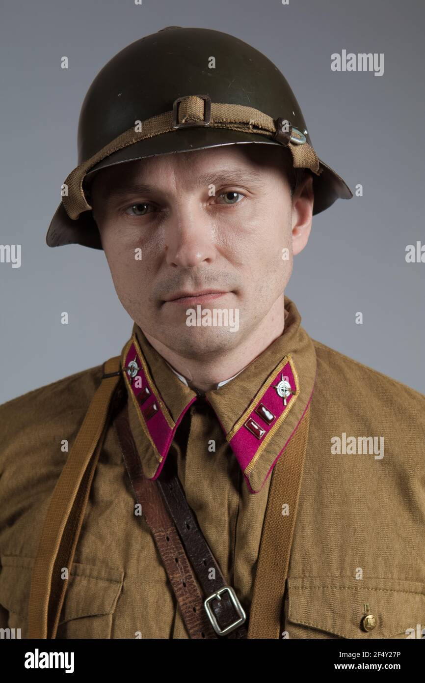 male actor in the form of an officer of the Red Army major during the ...