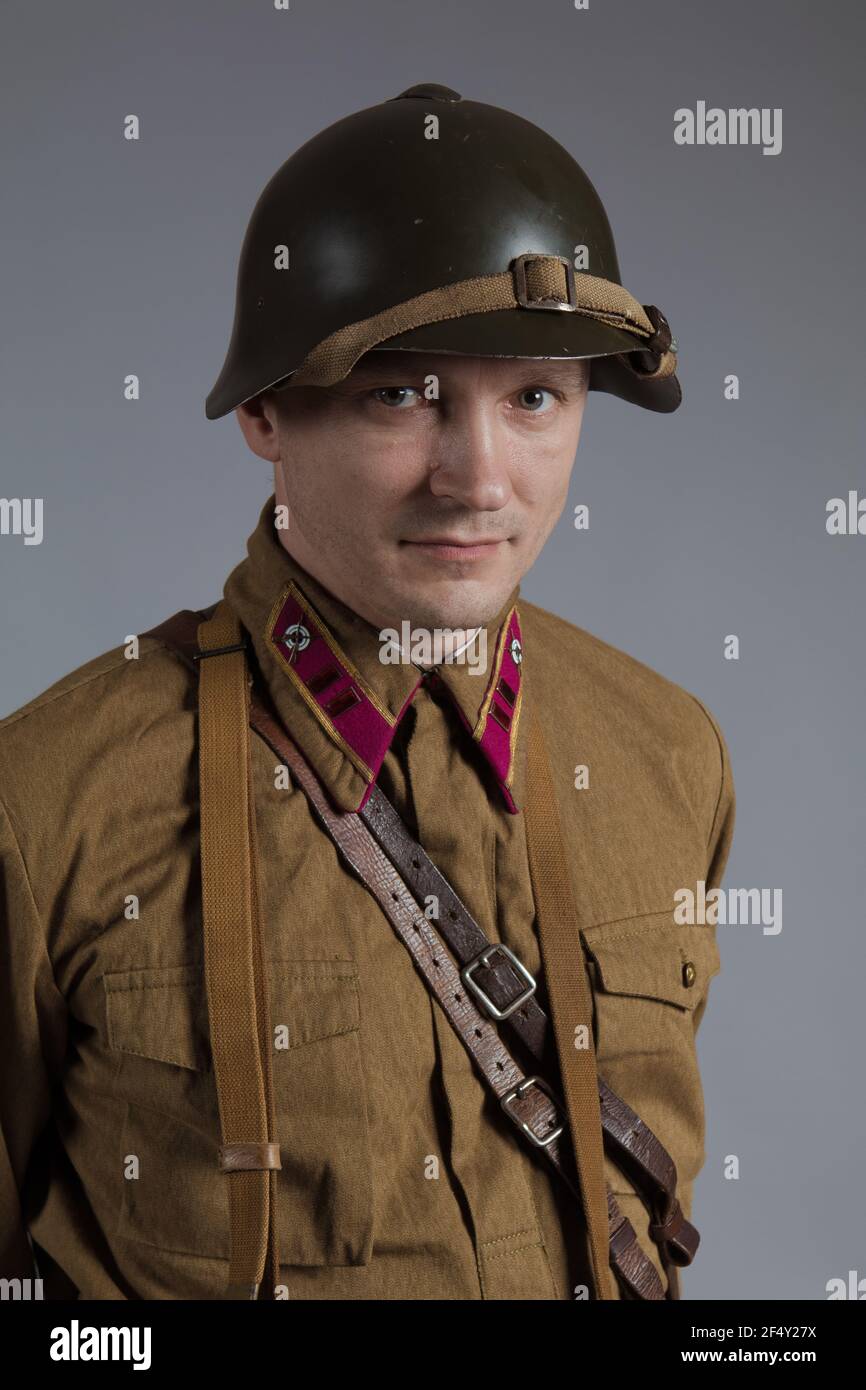 male actor in the form of an officer of the Red Army major during the ...