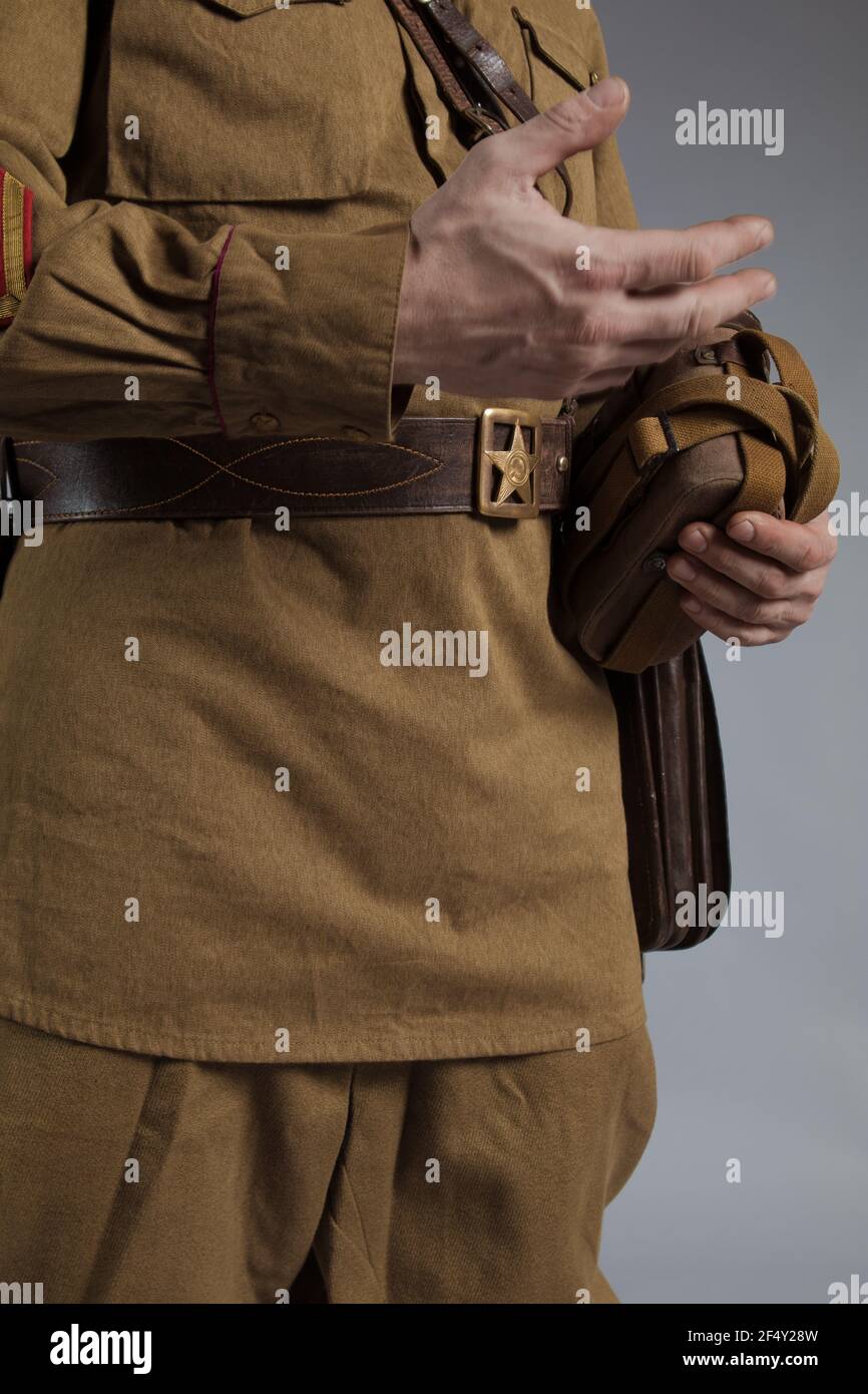 male actor in the form of an officer of the Red Army major during the ...