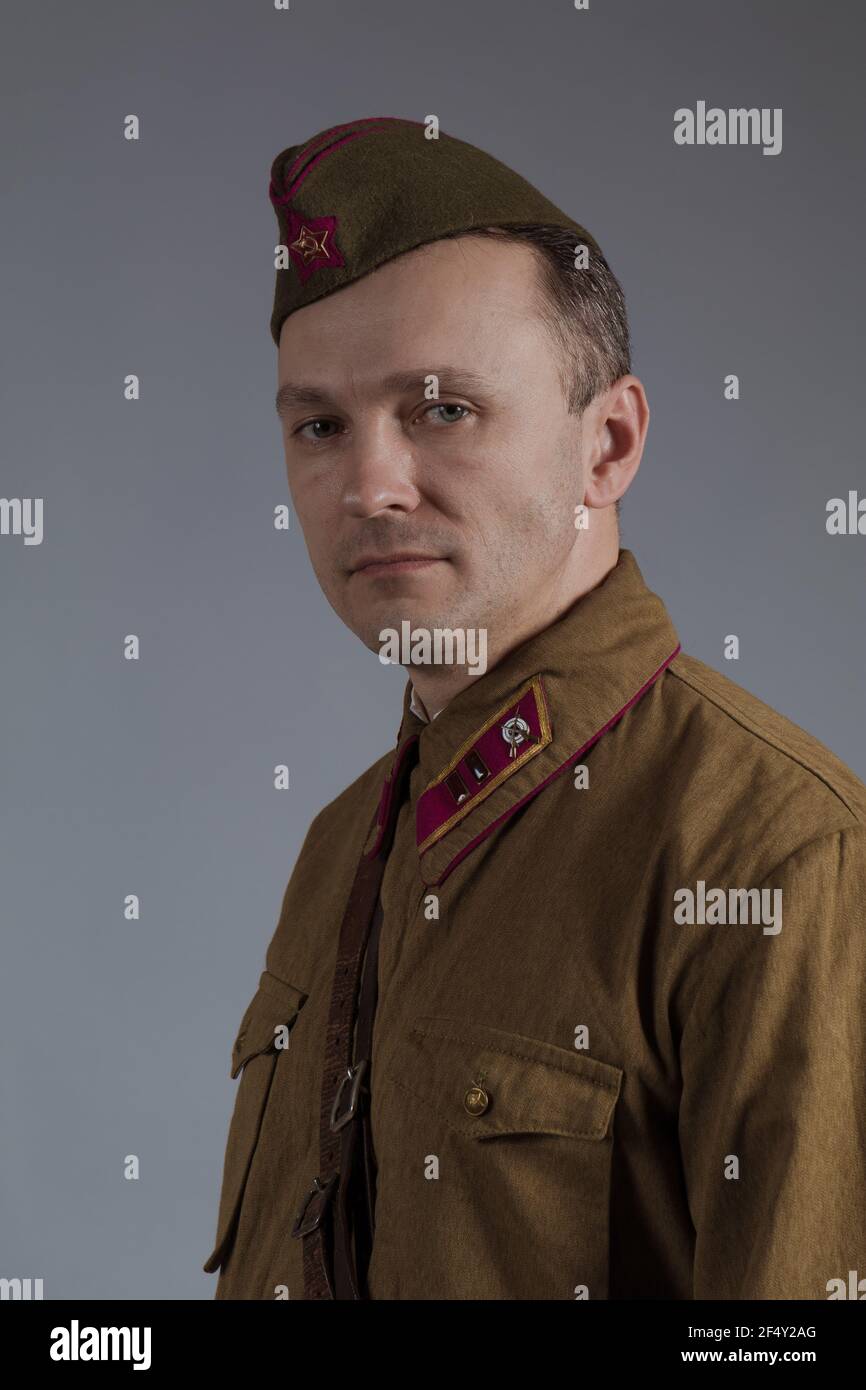 male actor in the form of an officer of the Red Army major during the ...