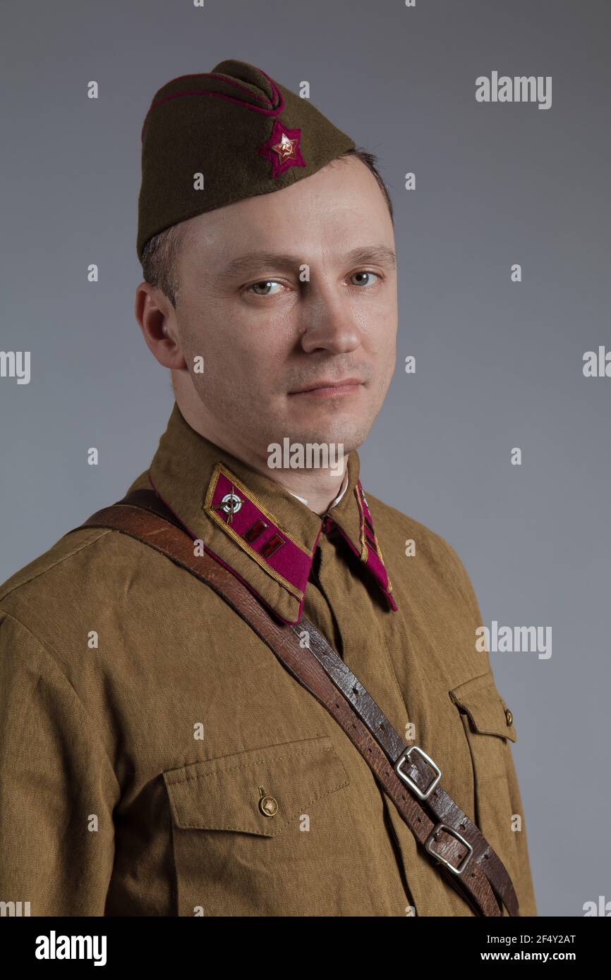 male actor in the form of an officer of the Red Army major during the ...