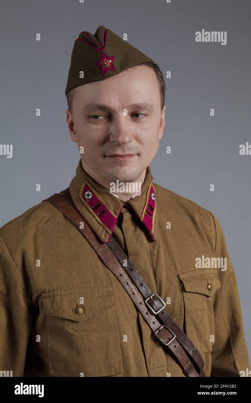 male actor in the form of an officer of the Red Army major during the ...