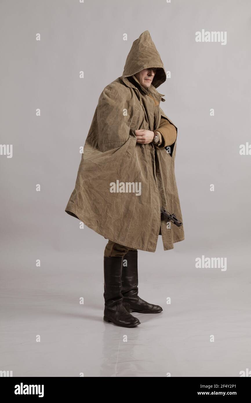 male actor in the winter uniform of an officer of the Red Army period ...