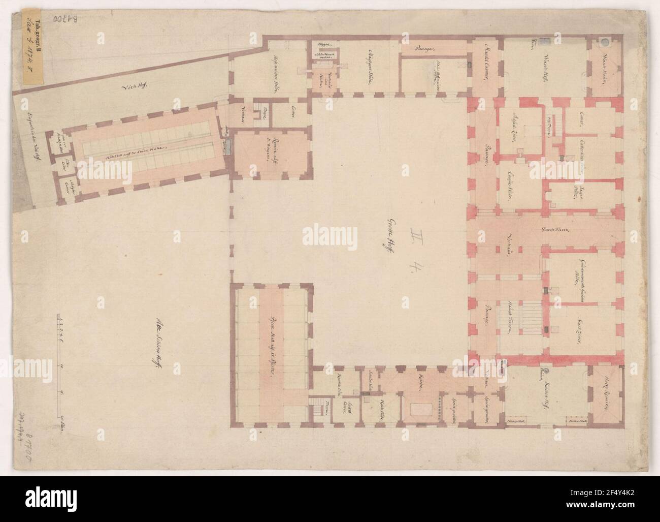 Unknown place, castle, administration building. Design, floor plan ...