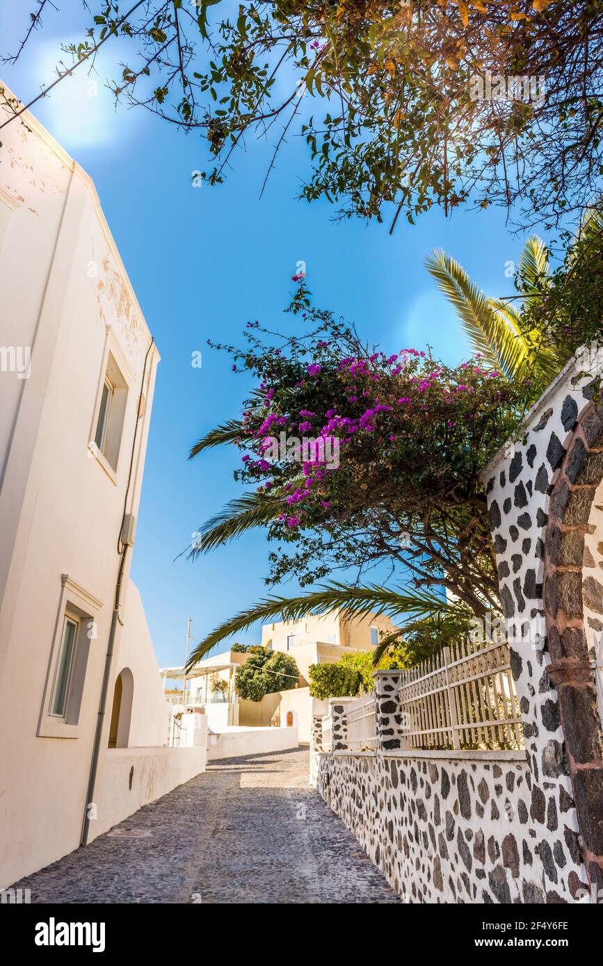 landscape on the island of Santorini in the Cyclades in Greece Stock ...