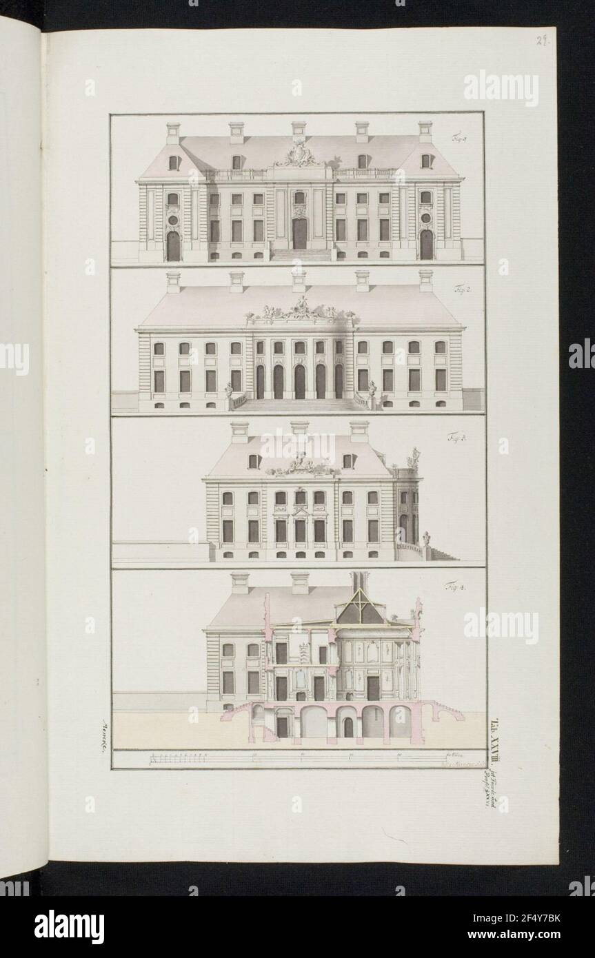 Knights, mansion, ideal design, elevation and cross section Stock Photo ...