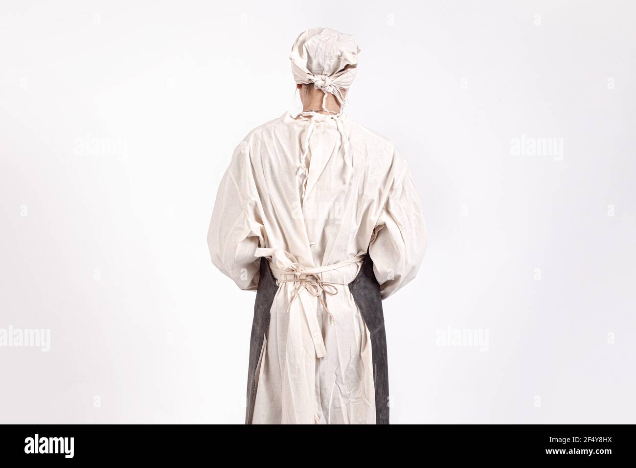 Young woman in white medical clothes, doctor or nurse of the Soviet ...