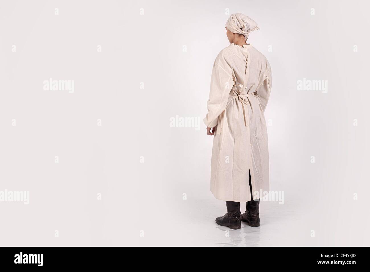 Young woman in white medical clothes, doctor or nurse of the Soviet ...