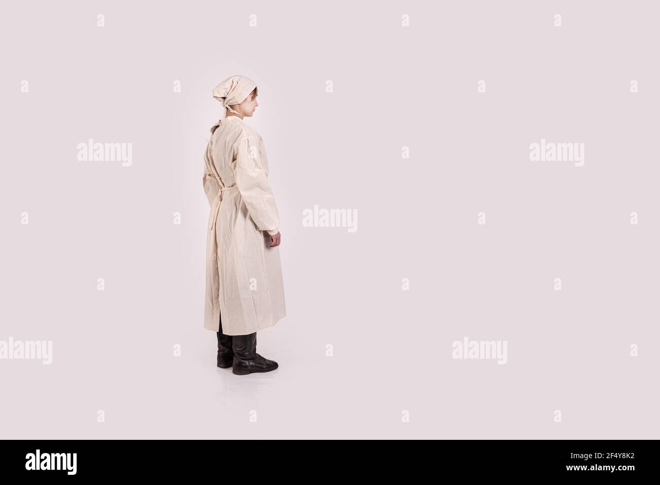 Young woman in white medical clothes, doctor or nurse of the Soviet ...