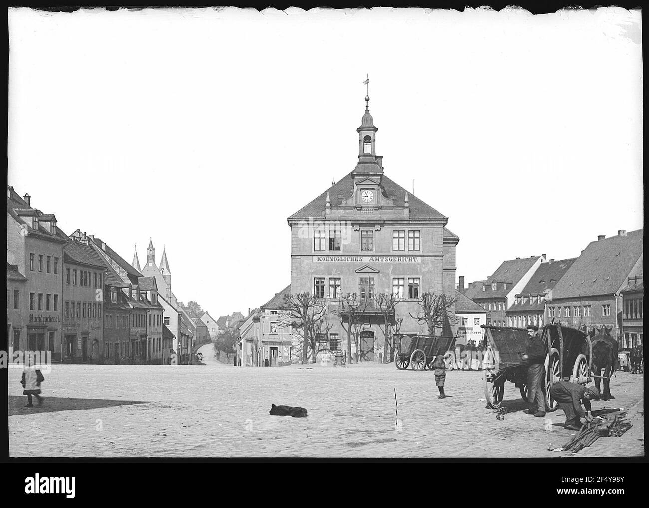 Geithain. Market with horse car Stock Photo - Alamy