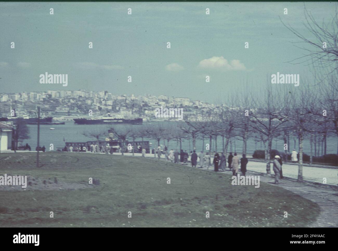 Travel photos. District view over a waters (maybe a harbor) with ...