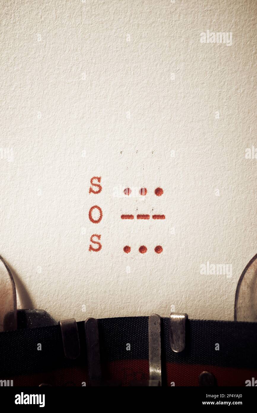 Sos written with a typewriter Stock Photo - Alamy