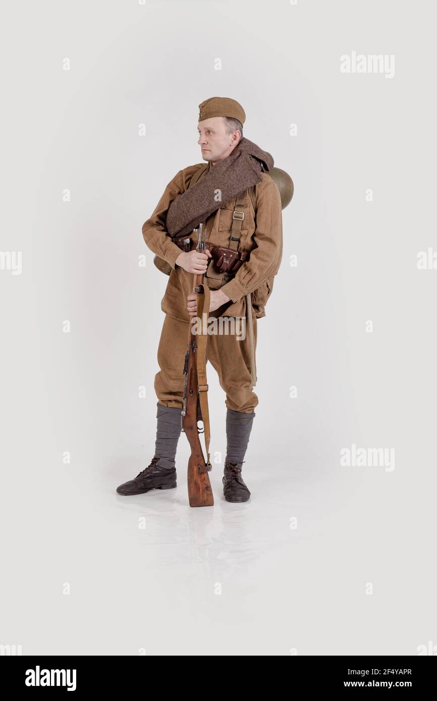Soviet soldier red star helmet rifle hi-res stock photography and ...