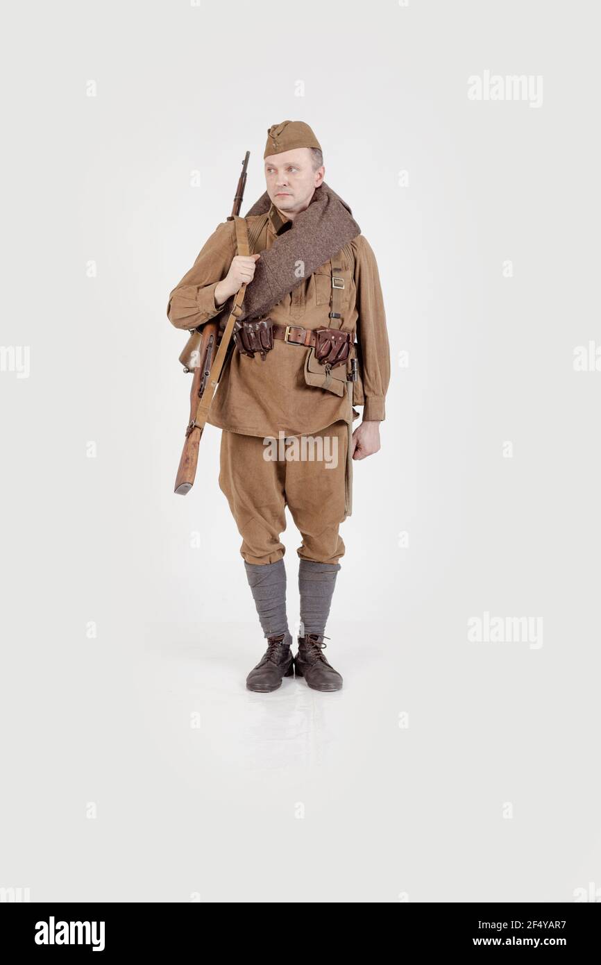 Soviet soldier red star helmet rifle hi-res stock photography and ...