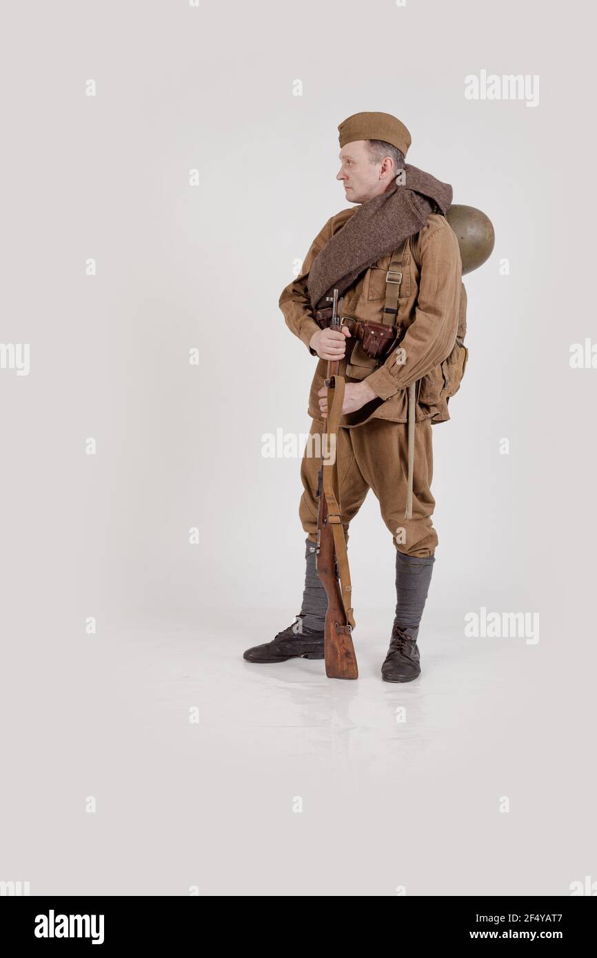 Soviet soldier red star helmet rifle hi-res stock photography and ...