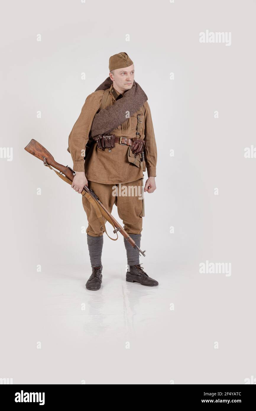 Soviet soldier red star helmet rifle hi-res stock photography and ...