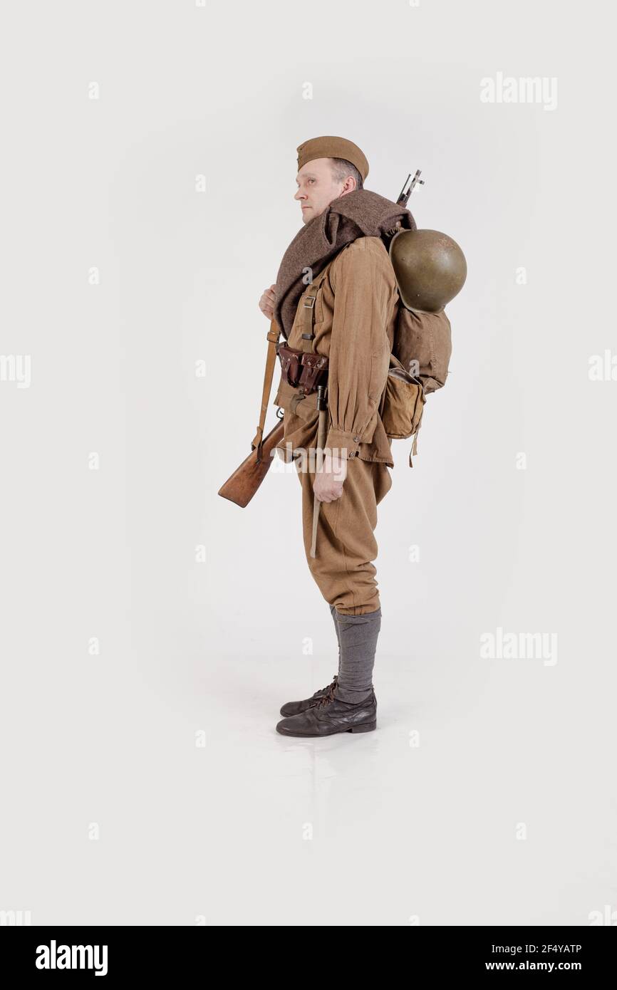 Soviet soldier red star helmet rifle hi-res stock photography and ...
