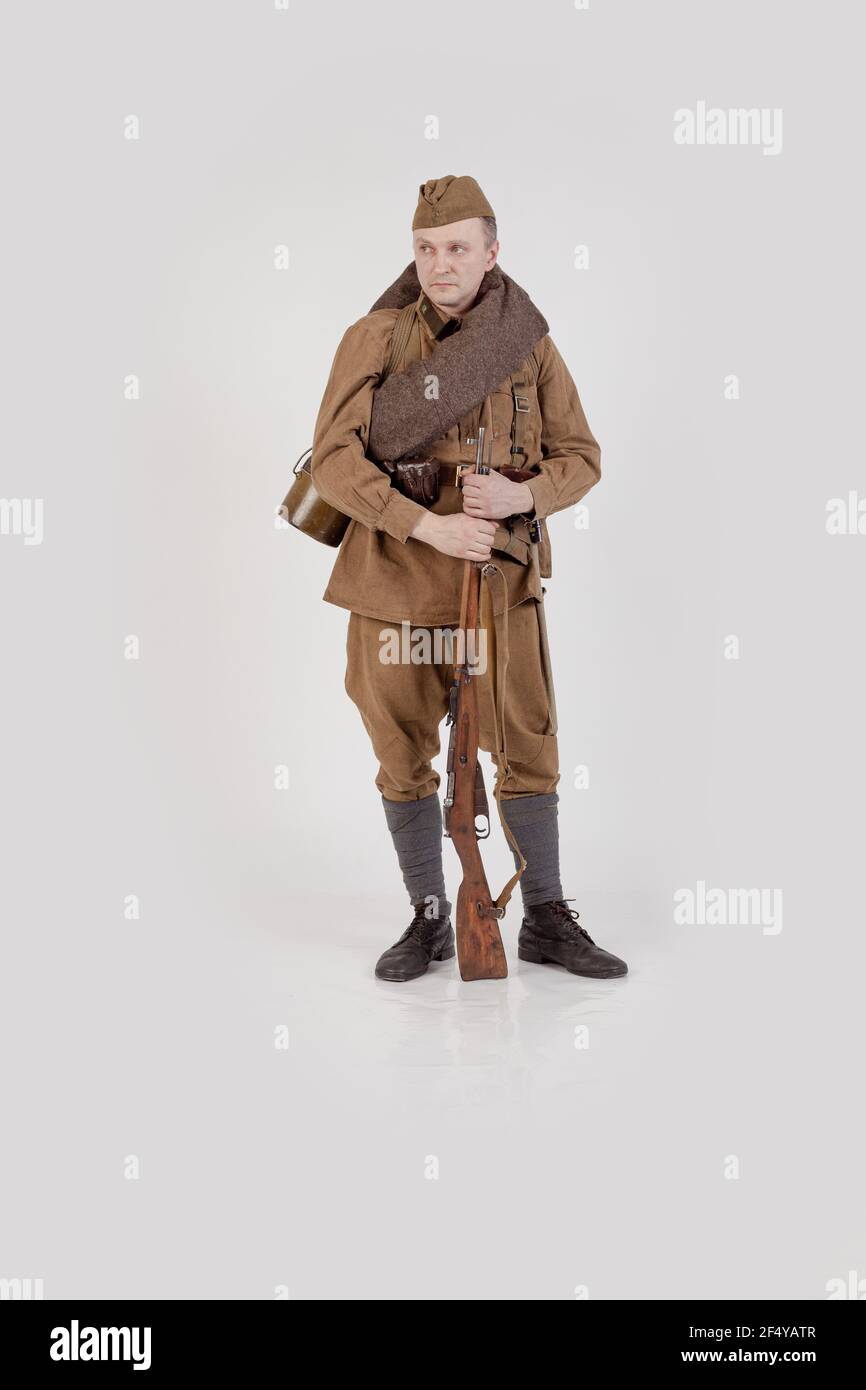 Soviet soldier red star helmet rifle hi-res stock photography and ...