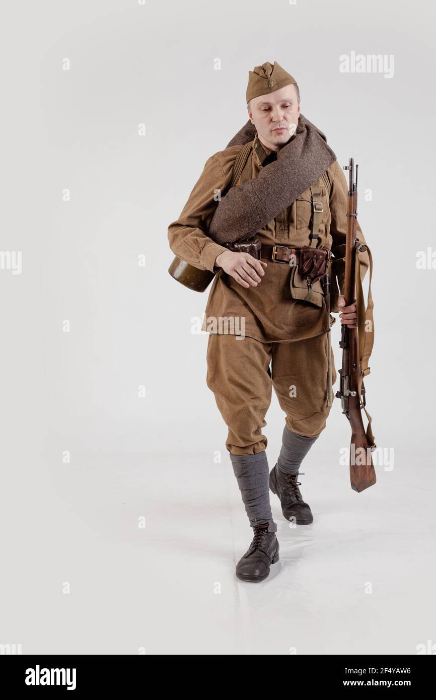 Soviet soldier red star helmet rifle hi-res stock photography and ...