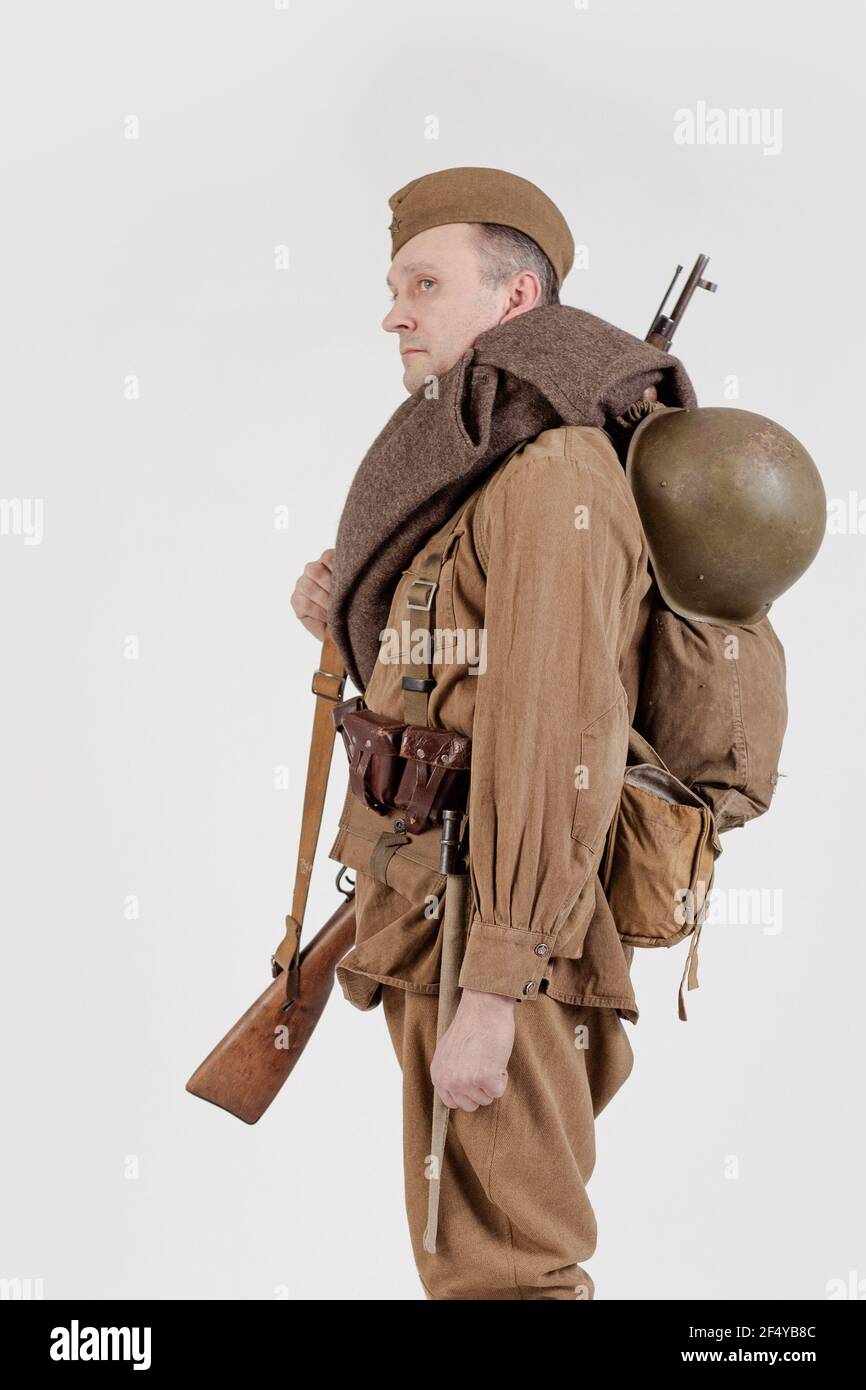 Soviet soldier red star helmet rifle hi-res stock photography and ...