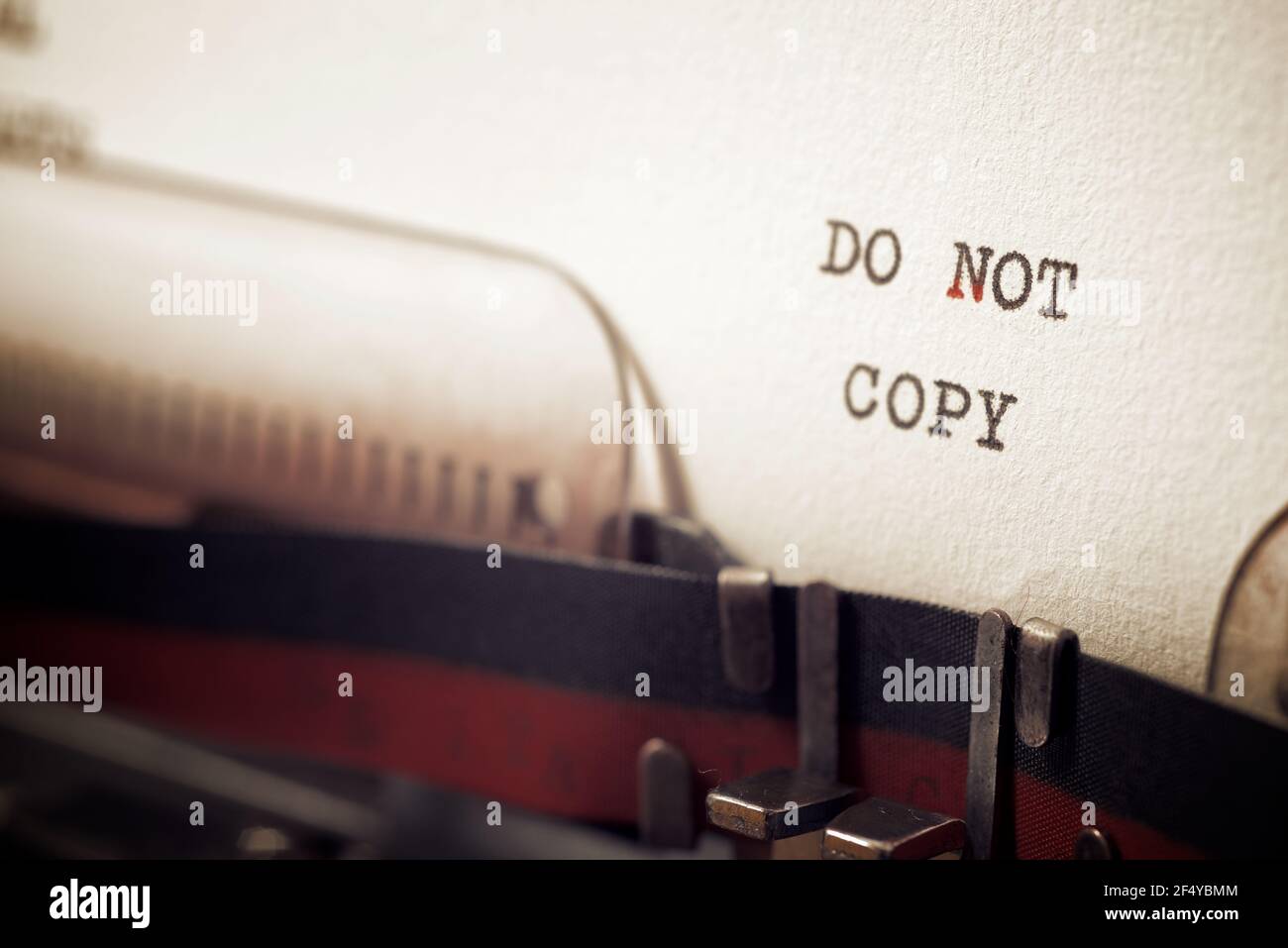 Do not copy phrase written with a typewriter Stock Photo - Alamy