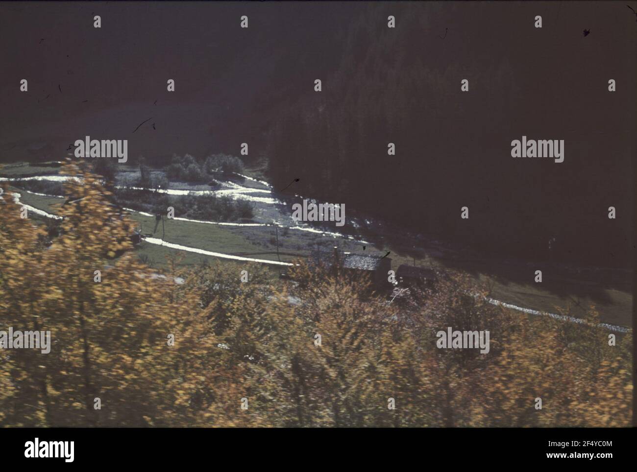 View into a mountain valley Stock Photo - Alamy