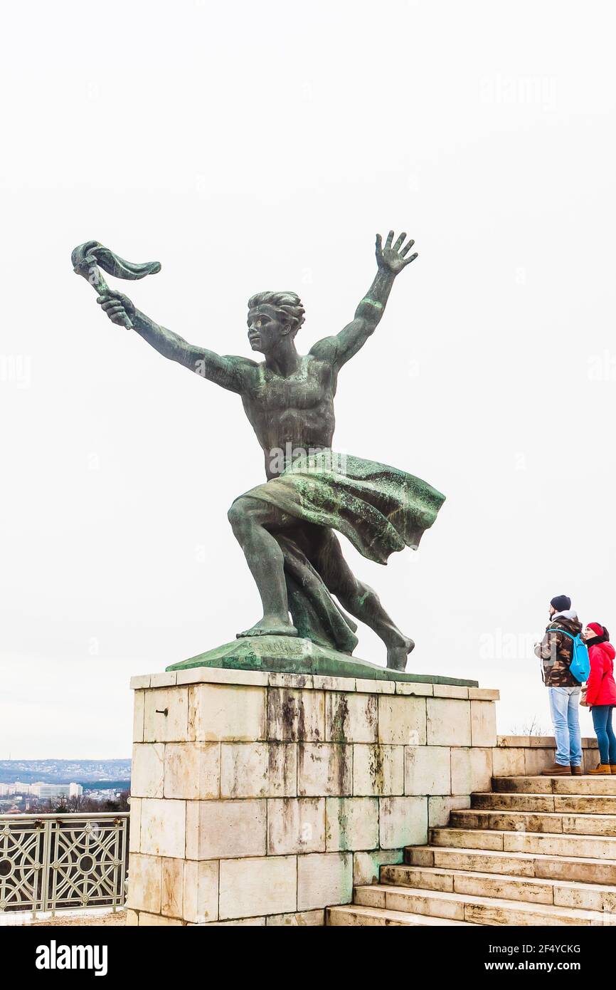 Liberty Statue on Gellert Hill, Budapest, Hungary Stock Photo - Alamy