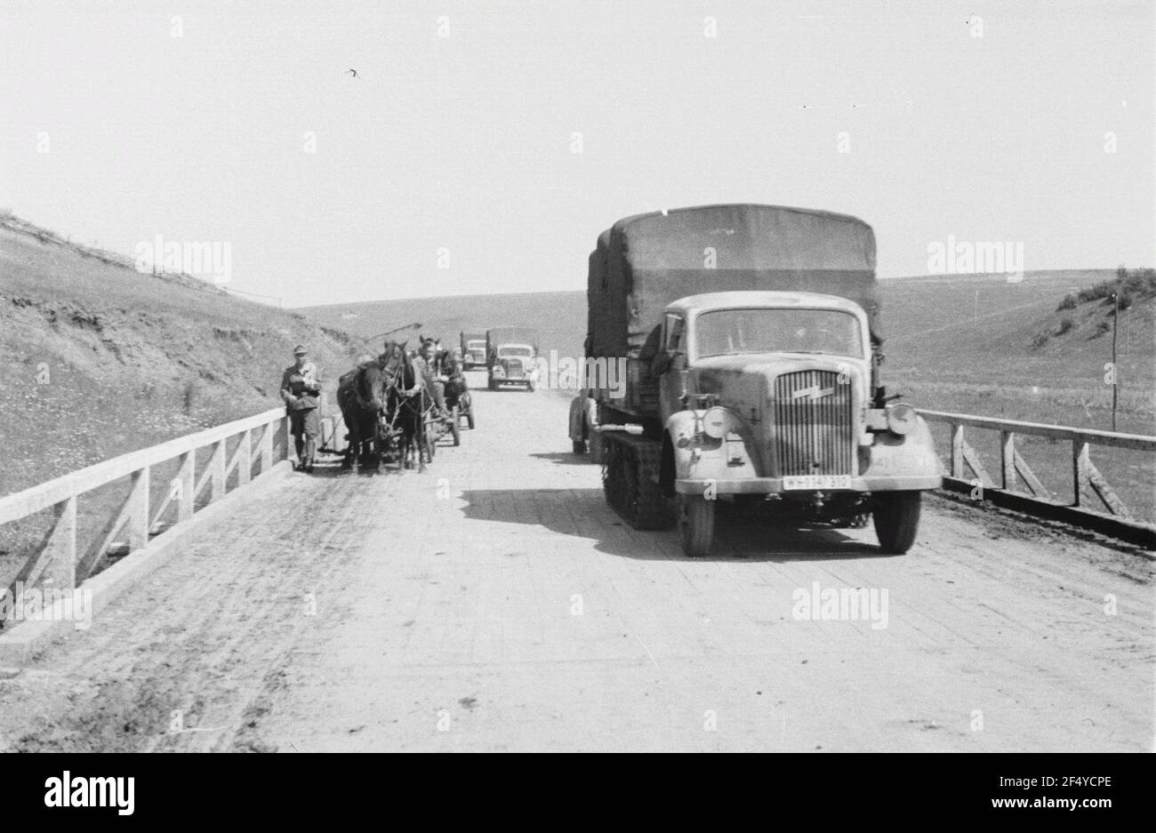 Second World War. Front pictures. Soviet Union. Convoy of the German ...