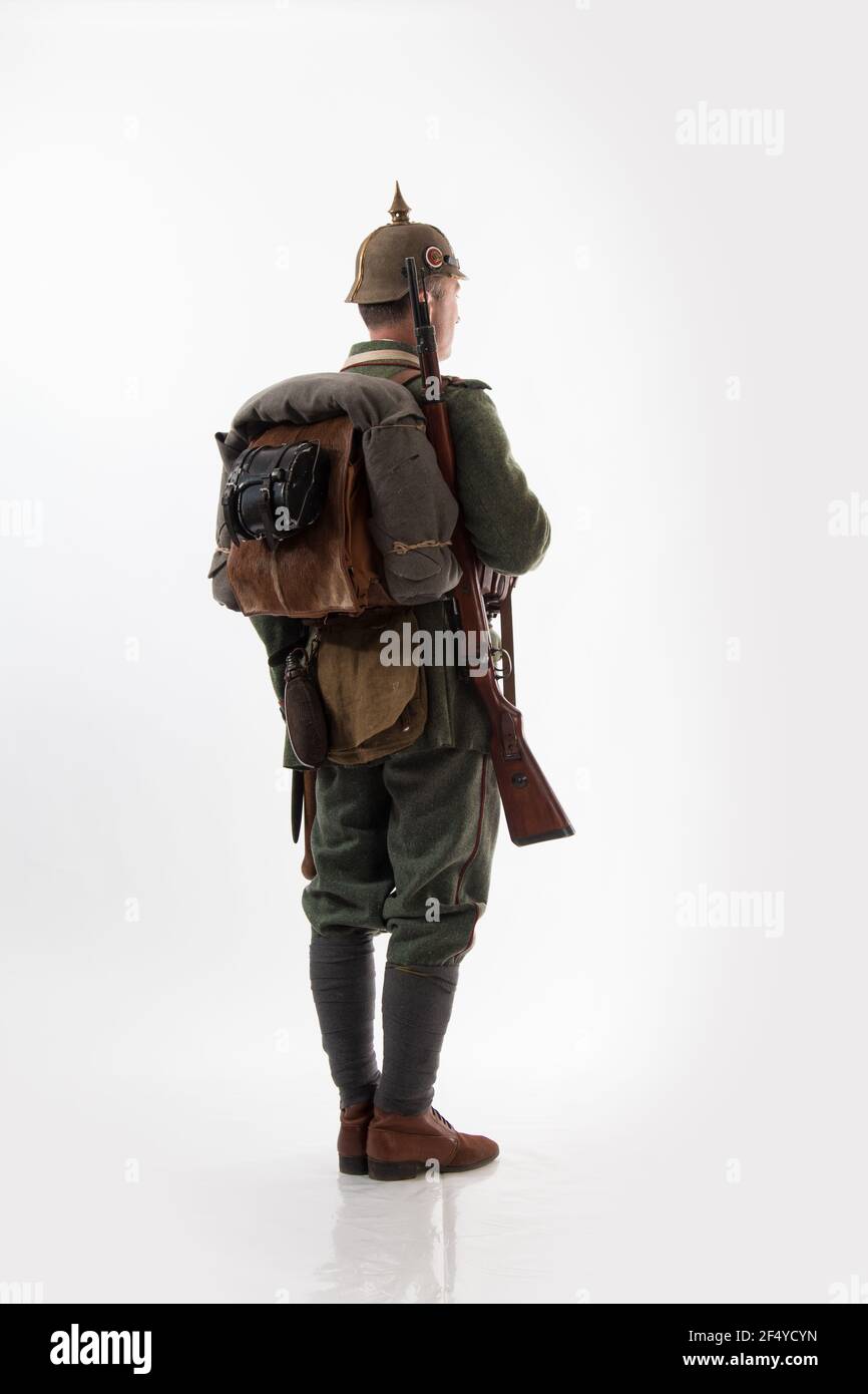 Actor in the form of a German infantryman from the times of the First ...