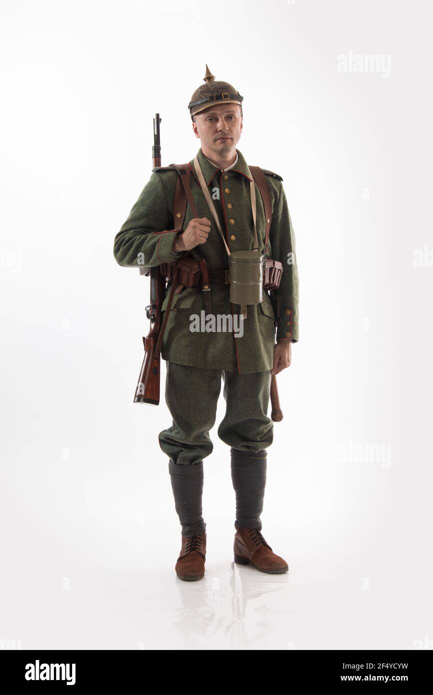 Actor in the form of a German infantryman from the times of the First ...