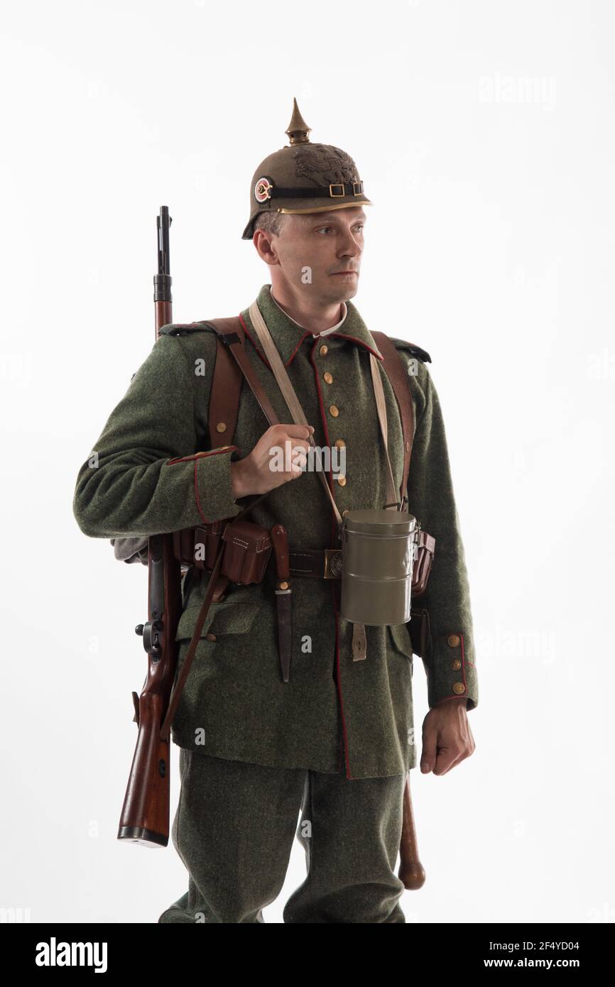 Actor in the form of a German infantryman from the times of the First ...