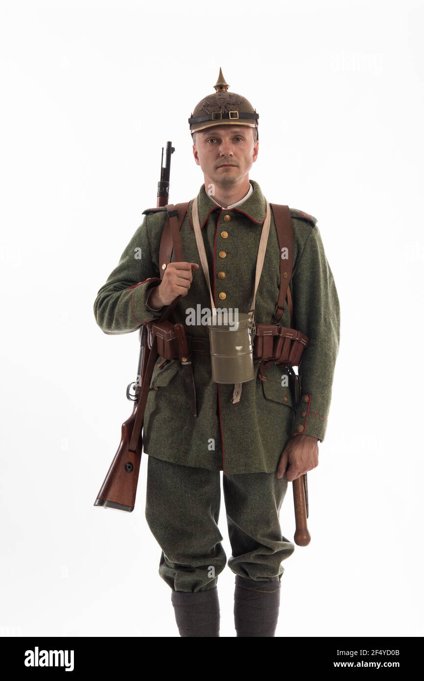 Actor in the form of a German infantryman from the times of the First ...