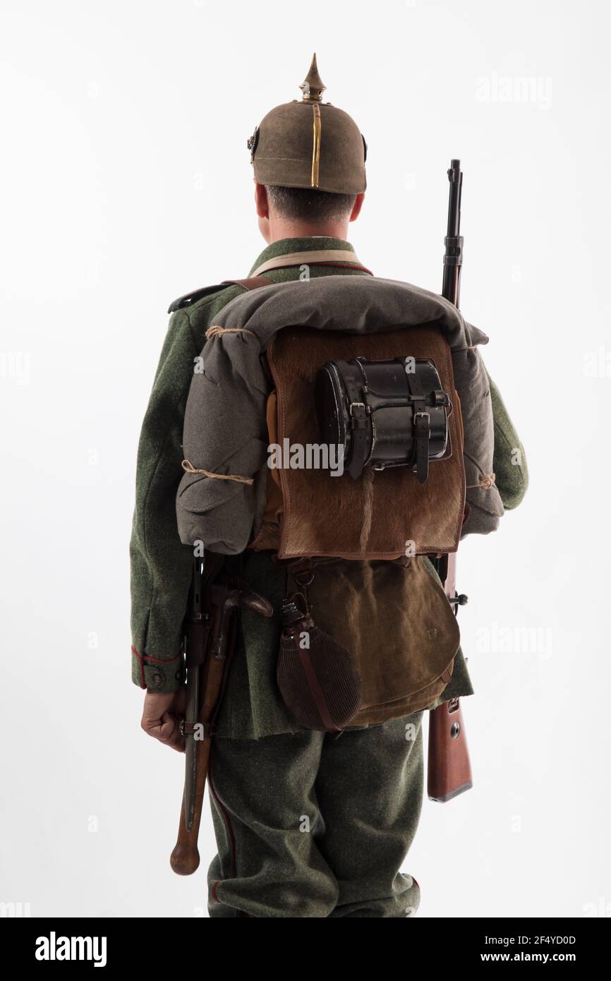 Actor in the form of a German infantryman from the times of the First ...