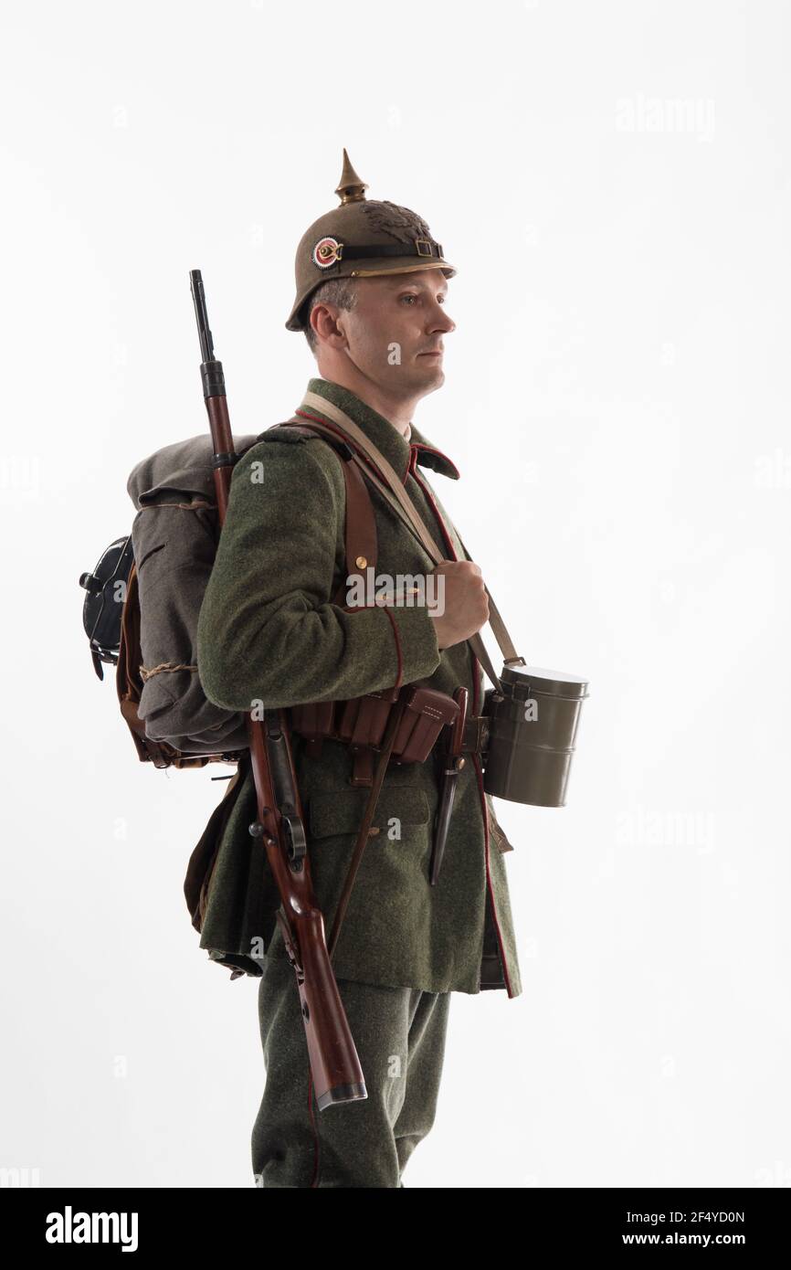 Actor in the form of a German infantryman from the times of the First ...