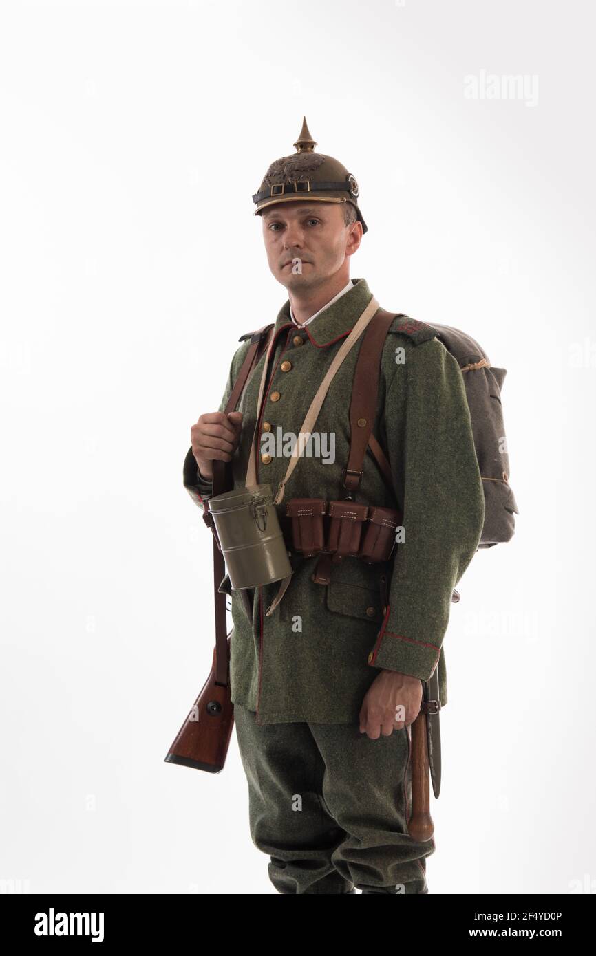 Actor in the form of a German infantryman from the times of the First ...