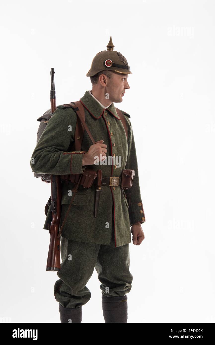Actor in the form of a German infantryman from the times of the First ...