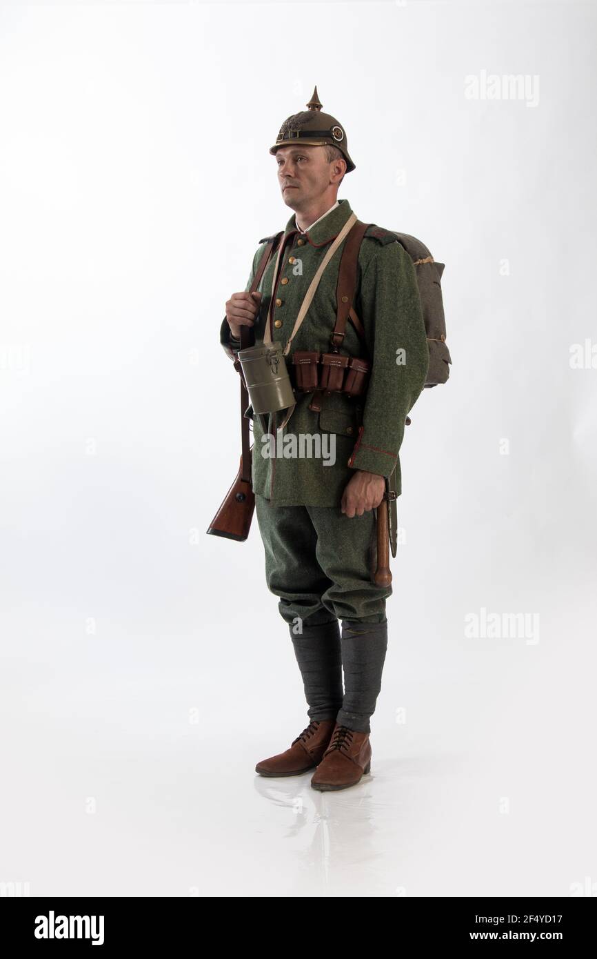 Actor in the form of a German infantryman from the times of the First ...